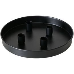 Spetebo - Magnet Kerzentablett für Stabkerzen 25 cm rund - schwarz - Metall Kerzenständer mit 4 magnetischen Haltern - Deko Tablett Festtags Advents
