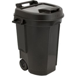 Spetebo Abfallcontainer 110 l mit Deckel - fahrbar mit Rollen - Stabile und robuste Abfalltonne in schwarz