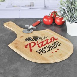 Spetebo - Bambus Pizzabrett - Holz Pizzateller Pizza Schneidebrett Holzbrett Pizzaschieber