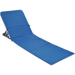 Spetebo Strandmatte klappbar mit verstellbarer Rückenlehne - blau - Liegematte faltbar mit Tragegurt - Sonnenliege Gartenliege Sonnenmatte Liegematte für