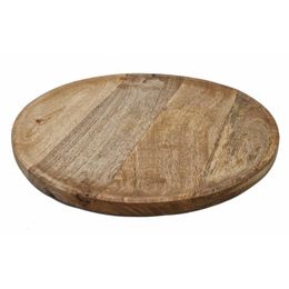 Spetebo Mango Holz Tablett massiv - 38 cm - Deko Obst Servier Kerzen Geschenk Teller rund