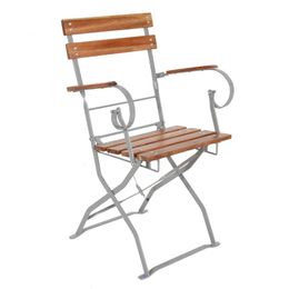 Spetebo - Biergarten Sessel mit Armlehnen - 84 x 53 cm - Bistro Klappstuhl aus Akazien Holz - klappbarer Garten Balkon Terrassen Stuhl