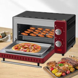 WOLTU Mini Backofen 10 Liter, 650 Watt Toasterofen Pizzaofen Krümelblech mit Timer Minibackofen für Pizza, Toast, Hot Dogs rot + schwarz - Rot+Schwarz