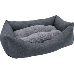 Spetebo Plüsch Heimtierkorb in grau mit entnehmbarem Kissen - 60 x 45 cm - Hundebett mit rutschfester Unterseite - Haustier Schlafplatz Hundekorb Welpenbett