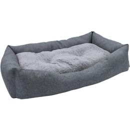 Spetebo Plüsch Heimtierkorb in grau mit entnehmbarem Kissen - 82 x 60 cm - Hundebett mit rutschfester Unterseite - Haustier Schlafplatz Hundekorb Welpenbett