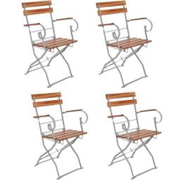 Spetebo - Biergarten Sessel mit Armlehnen 84 x 53 cm - 4er Set - Bistro Klappstuhl aus Akazien Holz -klappbarer Garten Balkon Terrassen Stuhl