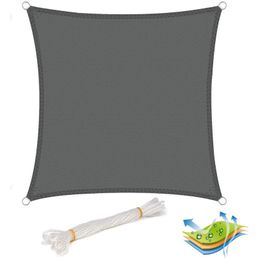Sonnensegel Quadrat wasserabweisend Sonnenschutz Polyester Windschutz mit uv Schutz für Garten Terrasse Camping, 2x2m Grau - WOLTU
