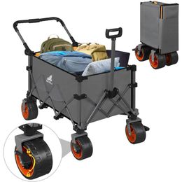 WOLTU Faltbar Bollerwagen Handwagen Transportwagen Strandwagen mit Bremsen, 2 Griffen Tragtasche, klappbar Gartenwagen für alle Gelände Garten Camping,