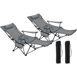WOLTU 2x Campingstuhl Angelstuhl klappbar Ultraleicht Liegestuhl mit Verstellbarer Rückenlehne Fußablage, Sonnenliege Strandliege, bis 150 kg belastbar,