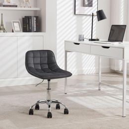 WOLTU Bürostuhl Arbeitshocker Schminkstuhl mit Rollen, 360° drehbar höhenverstellbar, Sitzhocker aus Samt, niedriger Barhocker ergonomisch, Dunkelgrau