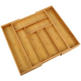 Bambus Besteckkasten Besteckeinsatz Besteck Kasten Küchenbesteck ausziehbar 34×43-50×5cm
