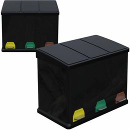 Premium Mülleimer Abfalleimer Abfallbehälter Trennsystem Mülltrenner Recycling 3x8L Schwarz