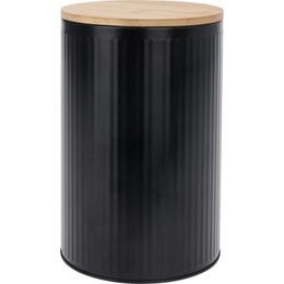 Excellent Houseware - Vorratsdose schwarz, Metall, mit Bambusdeckel, 1 l