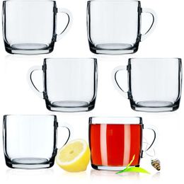 KADAX Teegläser, 6er Set, Gläser mit Griff, Glastassen für 6 personen, spülmaschinenfest, Trinkgläse