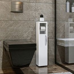 [en.casa] - Badschrank Årjäng mit Toilettenpapierhalter 65x15x12cm Weiß Weiß
