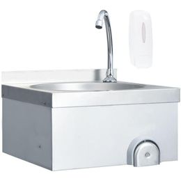 Prolenta Premium - Handwaschbecken mit Wasserhahn und Seifenspender - Silber