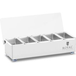ROYAL CATERING - Zutatenbehälter Aufsatzboard Zutatenbehälter Edelstahl 5 x 0,4 l mit Abdeckung
