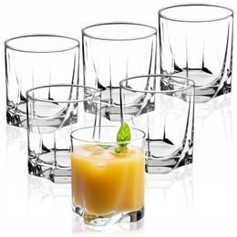 Trinkgläser aus hochwertigem Glas, 6er Set, Wassergläser, dickwandige Saftgläser, geriffelte g - Kadax