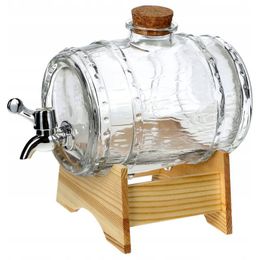 Fass mit Hahn, fassförmiger Getränkespender aus Glas 1-3L, Fass mit Zapfhahn, transparenter Sp - Kadax