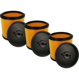vhbw - 3x Faltenfilter kompatibel mit Aqua Vac ntp 30 Jardin Staubsauger - Filter, Patronenfilter, schwarz gelb