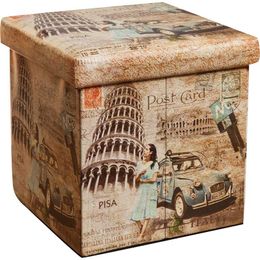 Biscottini Faltbarer Aufbewahrungshocker aus Kunstleder Pisa