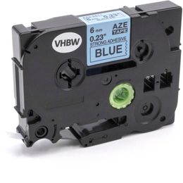 vhbw - Schriftband Kassette 6mm schwarz auf blau extra stark kompatibel mit Etiketten-Drucker Brother P-Touch 1190, 11Q, 1200, 1200P, 1200S, 1230PC,