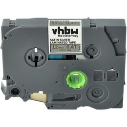 vhbw 1x Schriftband-Kassette kompatibel mit Brother PT D600, D450, D450VP, D400, D400VP, D200, D200VP Etiketten-Drucker 12mm Gold auf Satin-Silber