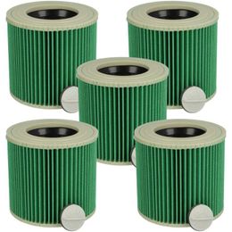 5x Faltenfilter kompatibel mit Kärcher wd 3 Battery Set, wd 3 p, wd 3 Car Kit, wd 3 Car Nass- & Trockensauger - Filter, Patronenfilter, grün - vhbw