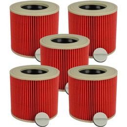 5x Faltenfilter kompatibel mit Kärcher wd 3 V-17, wd 3 s V-4, wd 3 V-20, wd 3 s V-20 Nass- & Trockensauger - Filter, Patronenfilter, rot - vhbw