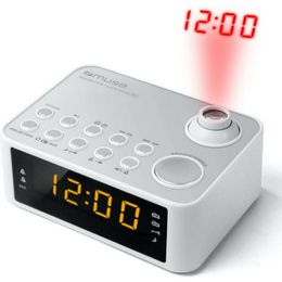 MUSE - m-178 pw white am/fm Radiowecker mit eingebautem Lautsprecher und Zeitprojektor