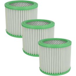 vhbw - 3x Faltenfilter kompatibel mit Einhell bt-vc 500, 2351631 11012 Staubsauger - Filter, Patronenfilter, Papier / Kunststoff, weiß grün