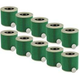 vhbw - 10x Faltenfilter kompatibel mit Kärcher wd 1 Compact Battery Set, wd 2.200, vc 6000, wd 2 Nass- & Trockensauger - Filter, Patronenfilter, grün