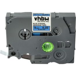 vhbw - 1x Schriftband-Kassette kompatibel mit Brother pt D200BW, D200BWV, Cube, Cube+, D200, D200VP Etiketten-Drucker 9mm Schwarz auf Blau, Extra