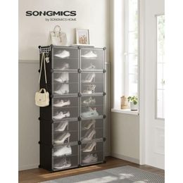 Songmics - Schuhregal mit 10 Fächern, Schuhschrank, 30 x 40 x 30 cm pro Fach, schmal, mit Türen, Stahlrahmen, Kunststoff, für Flur, Schlafzimmer,
