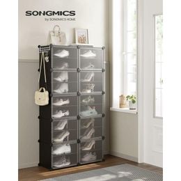 Songmics Schuhregal mit 10 Fächern, Schuhschrank, 30 x 40 x 30 cm pro Fach, schmal, mit Türen, Stahlrahmen, Kunststoff, für Flur, Schlafzimmer,