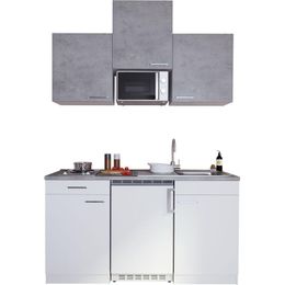 Küche Miniküche Singleküche Küchenzeile Pantry Weiß Beton Luis 150 cm respekta