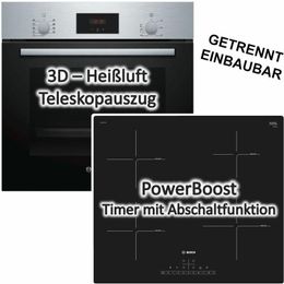Bosch HERDSET INDUKTION AUTARK 3D Heißluft Backofen + Induktions Kochfeld 60cm