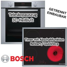 Herdset Bosch Backofen mit Elektro-Kochfeld - Teleskopauszug 3D-Heißluft