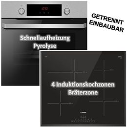 Herdset Amica Einbau-Backofen Pyrolyse mit Bosch Induktionskochfeld autark 60 cm