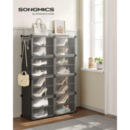 Songmics - Schuhregal mit 8 Fächern, Schuhschrank, 30 x 40 x 30 cm pro Fach, schmal, mit Türen, Stahlrahmen, Kunststoff, für Flur, Schlafzimmer,