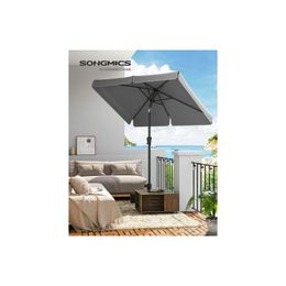 Songmics - Sonnenschirm, Balkonschirm, upf 50+, beidseitig um 30° knickbar - Grau