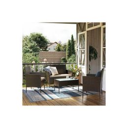 Songmics Balkonmöbel, Gartenmöbel-Set, aus PE-Polyrattan, Lounge-Set, Terrassenmöbel, Outdoor, für Terrasse, Balkon, Garten, braun-taupe - braun-taupe