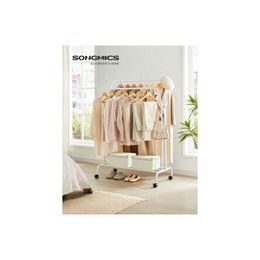 Songmics - Kleiderständer, Garderobenständer auf Rollen, bis 100 kg belastbar - Weiß