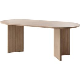 Ovo - Tisch Essstisch oval, Holzoptik Lindberg Eiche, 204 x 90 cm - Selsey