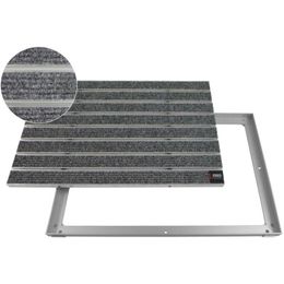 Emco Eingangsmatte DIPLOMAT + Rahmen 25mm Aluminium, Large Rips Hellgrau: 1000 x 500 mm