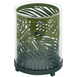 Deko Windlicht 9 x 12cm Blau/Grün Glas/Metall Kerzenglas Gartendeko - TrendLine