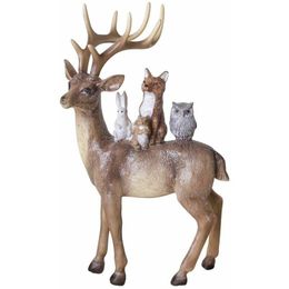 TrendLine - Dekofigur Rentier mit Tieren 27 x 16 cm Figuren, Skulpturen & Statuen