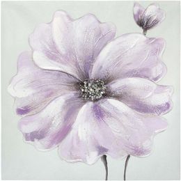 Gemalte Leinwand Blumen 48x48cm - Violett