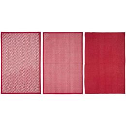 Set aus 3 gemusterten Geschirrtüchern - Baumwolle - rot - 45x70 cm Atmosphera Rot