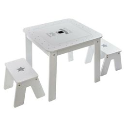 Set Tisch + 2 Hocker für Kinderzimmer Atmosphera Grau - Gris